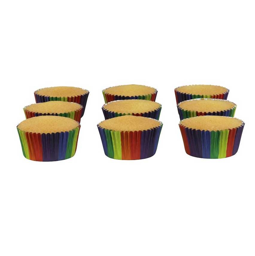 Baking Cups Folie Rainbow Colours - 30 stuks - Bakgoed.nl