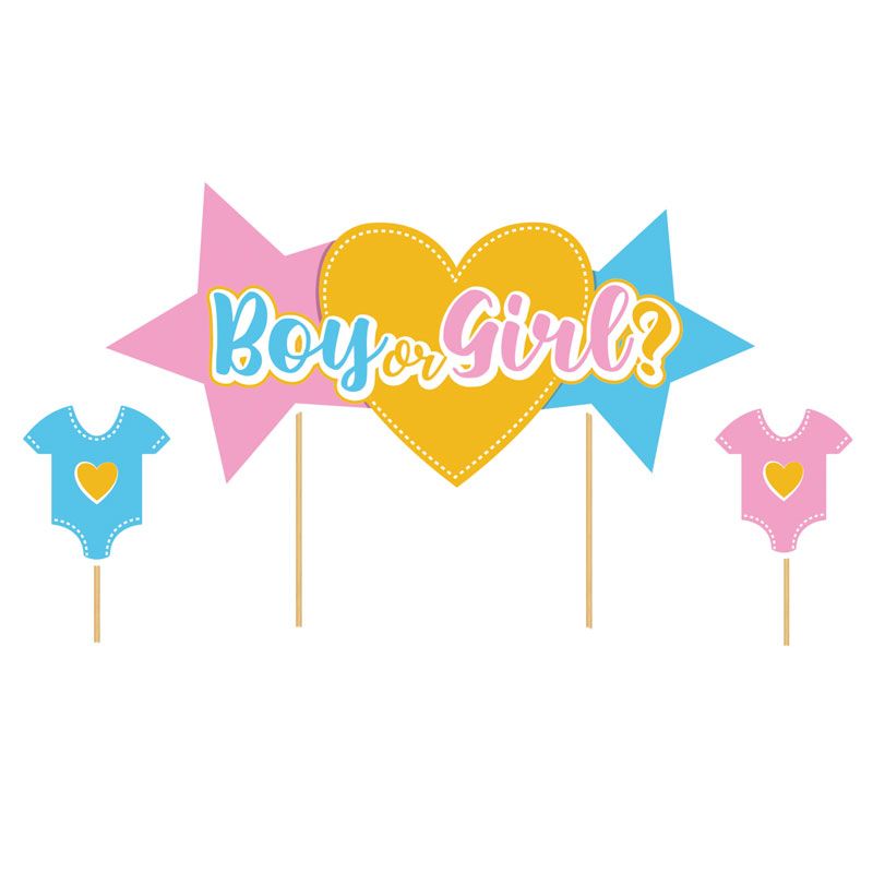 Taart Topper Boy or Girl - Baby Reveal Cake Topper